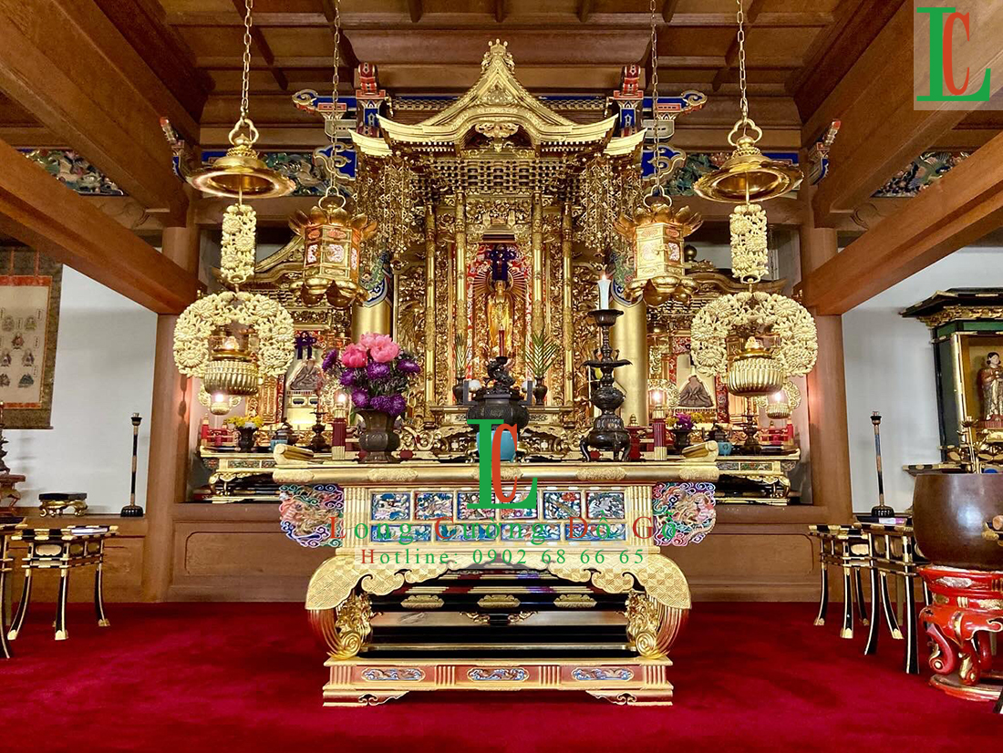 ms 17 - bàn thờ phật dát vàng | Long Cường Đồ Gỗ